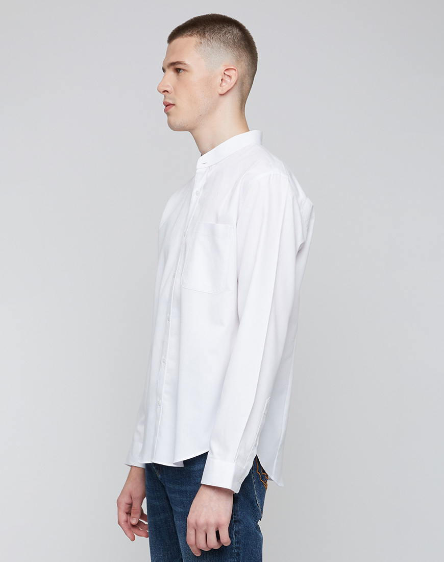 DAPPER เสื้อเชิ้ตคอจีน Dobby ทรง Regular Fit สีขาว - DAPPER - ThaiPick