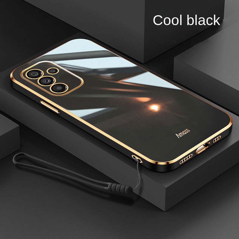 Samsung Galaxy A06 A16 Luxury Square Edges Plating Back TPU Soft Case ...