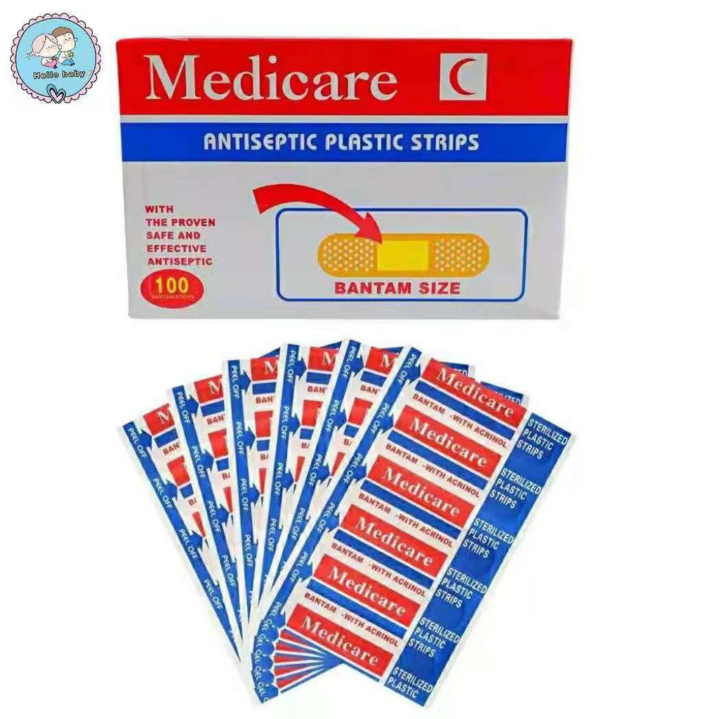 100 Pieces Medical Plaster Strips Adhesive Antiseptic Bandage First Aid ...