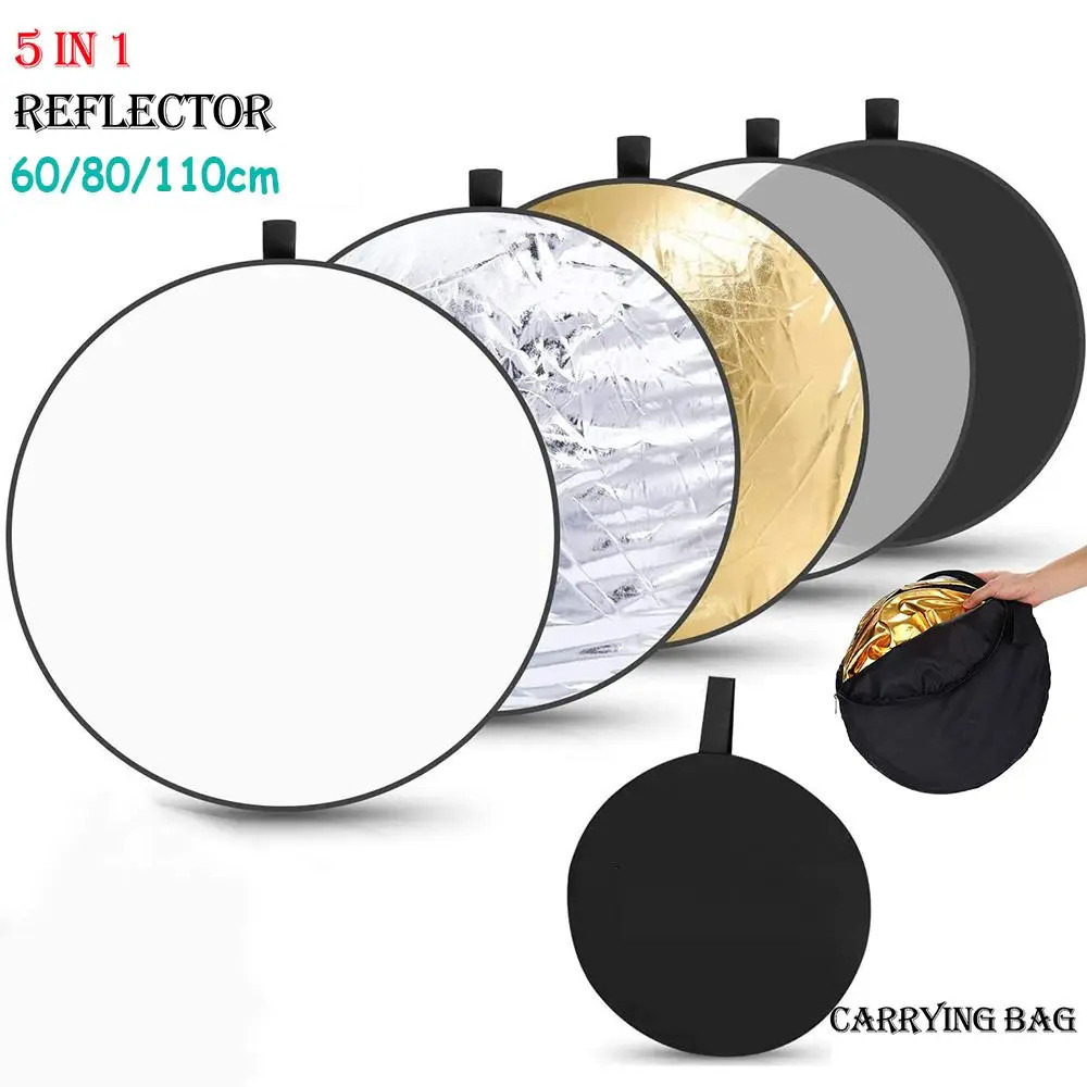 60cm80cm110cm 5 in 1 Portable Collapsible Round Photography Reflector ...