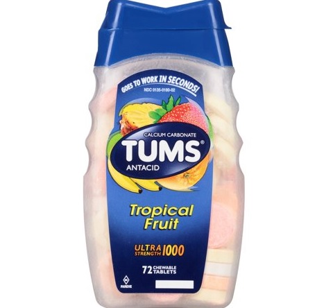 Tums Antacid Tropical Fruit Ultra Strength 1000 72 Chewable Tablets ...