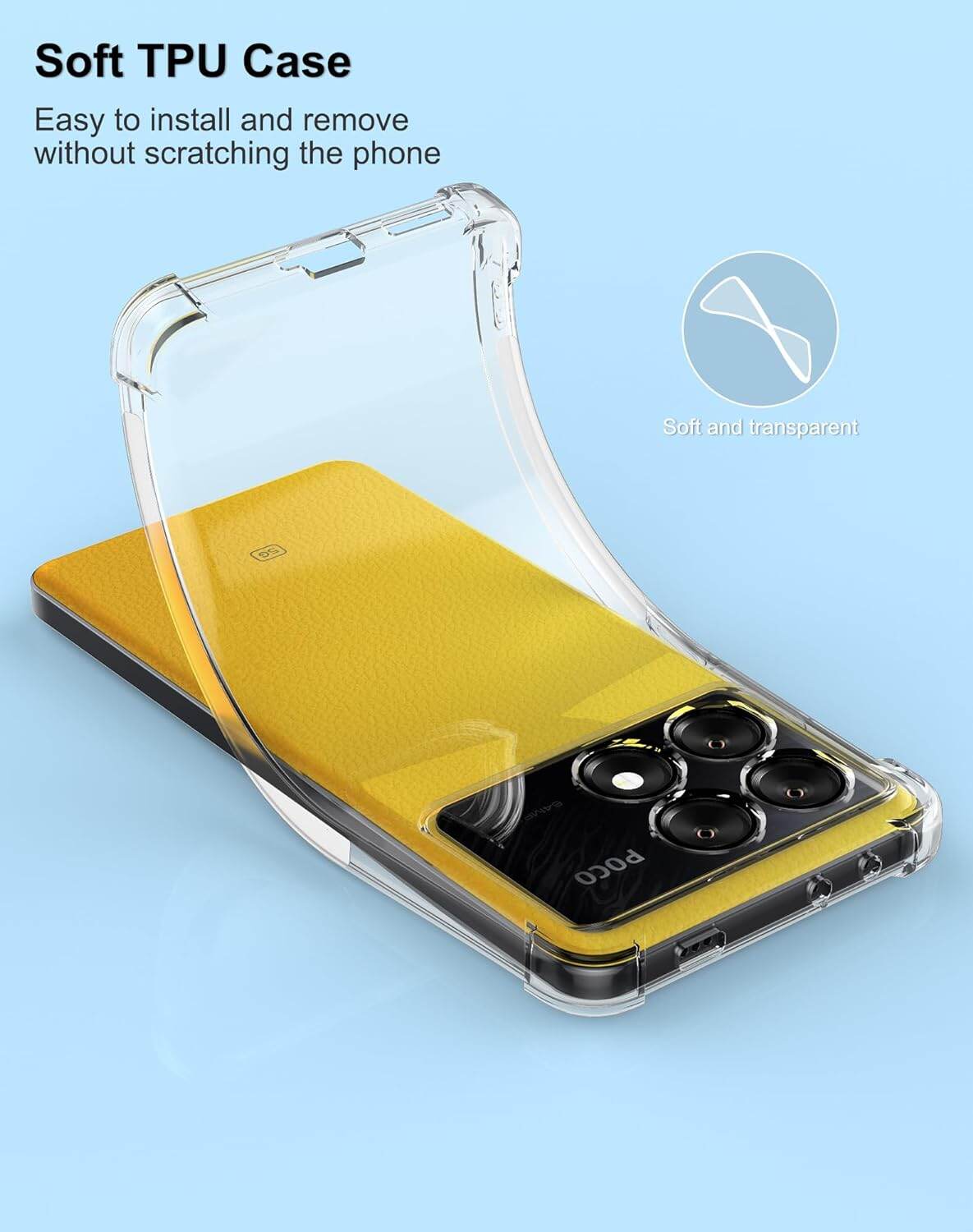 lthmy for Xiaomi Poco X6 Pro Transparent Soft Gel TPU Reinforced ...