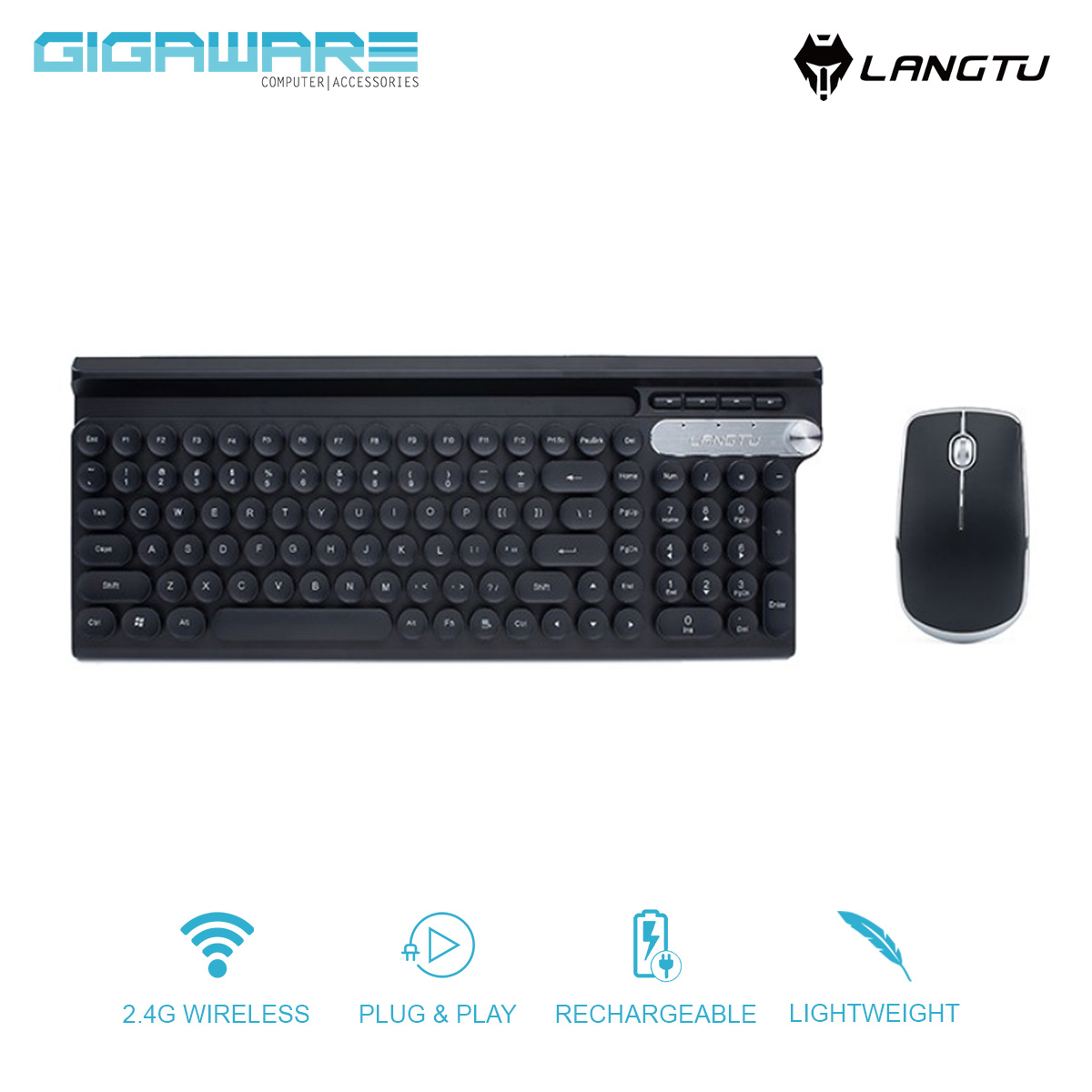 Gigaware Langtu LT500 2.4G Wireless Keyboard and Mouse Set Multimedia ...