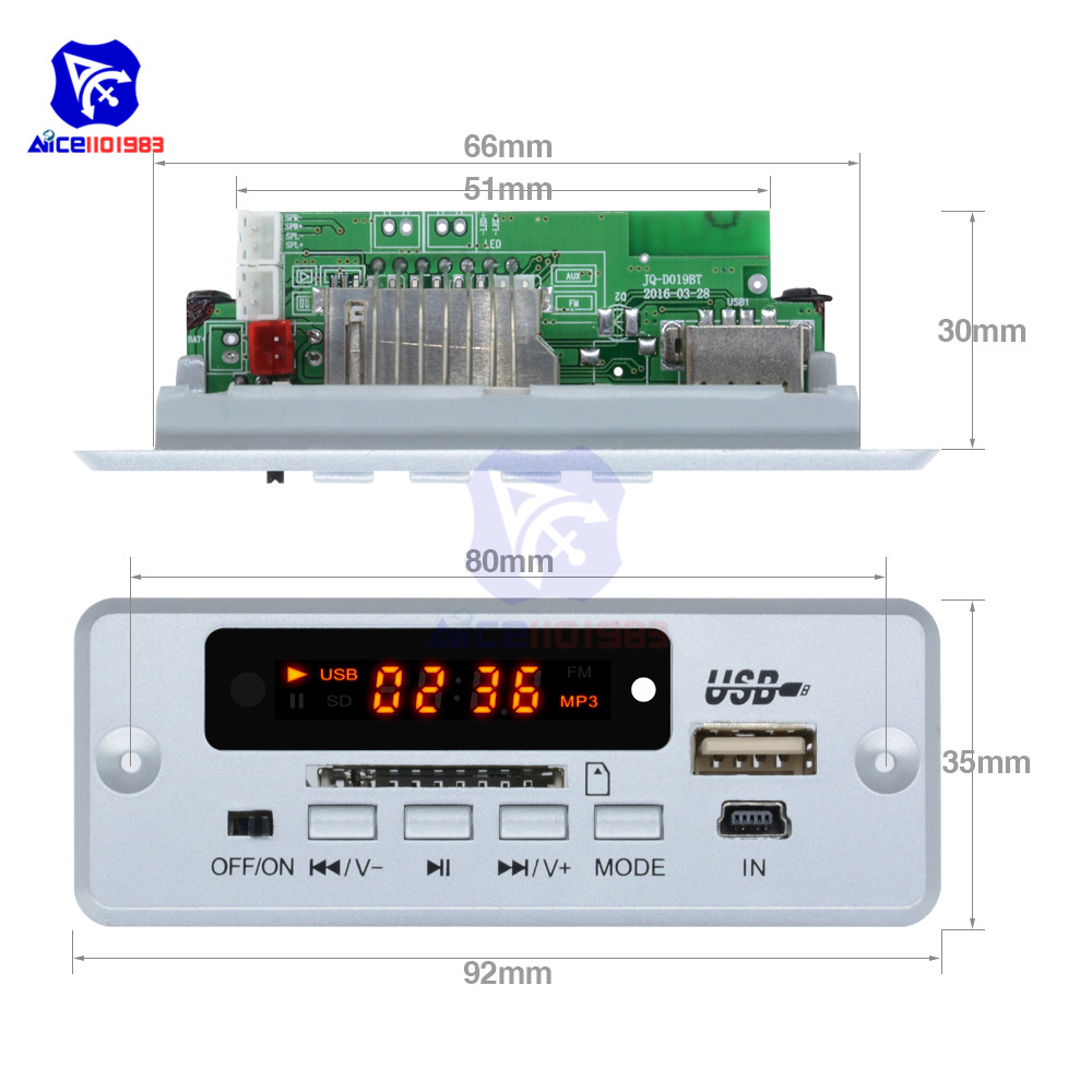 MP3 Player Bluetooth Decoder 5V Infrared Remote Control with LED Digit Display SD Card Mini USB ...