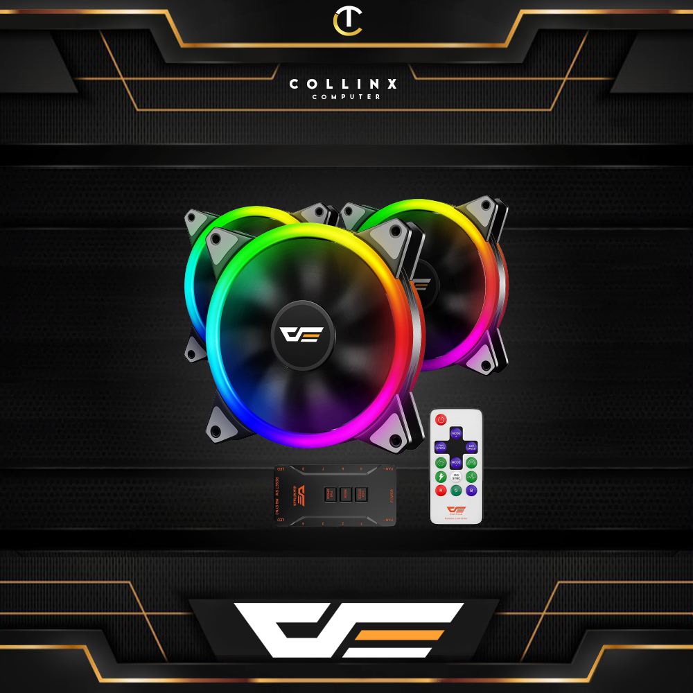 Darkflash DR12 Pro - 3 ARGB Case Fans with Remote LED Control and Hub ...