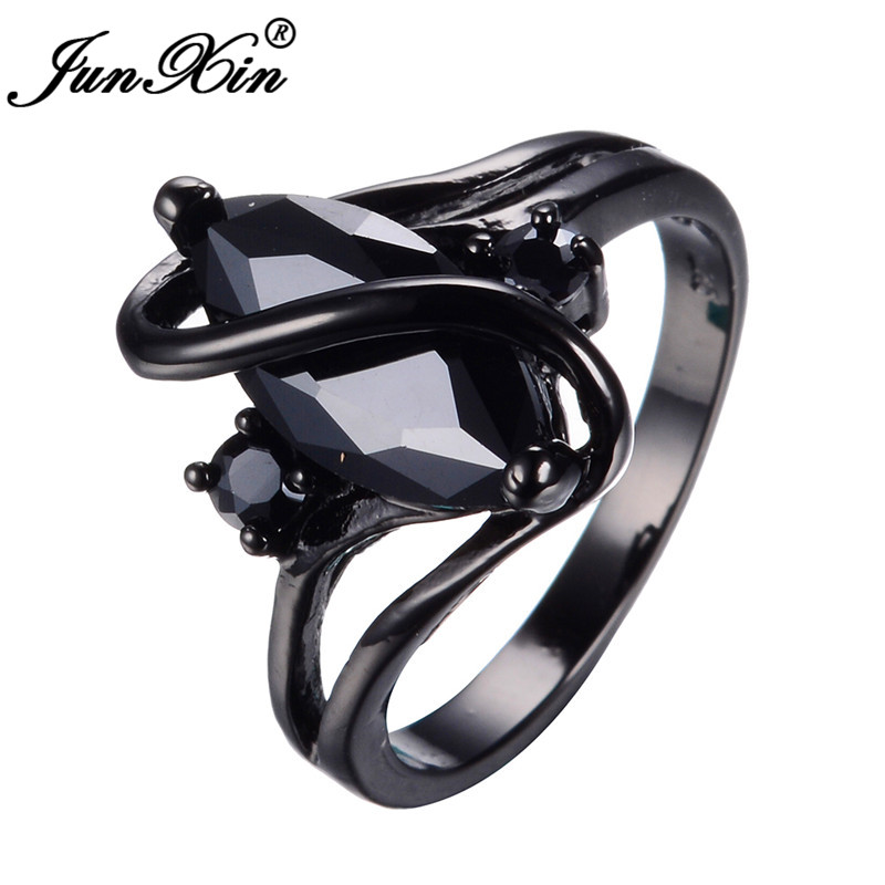【Jiaxiangchang Store】JUNXIN Unique Black Zircon Male S Wave Ring ...