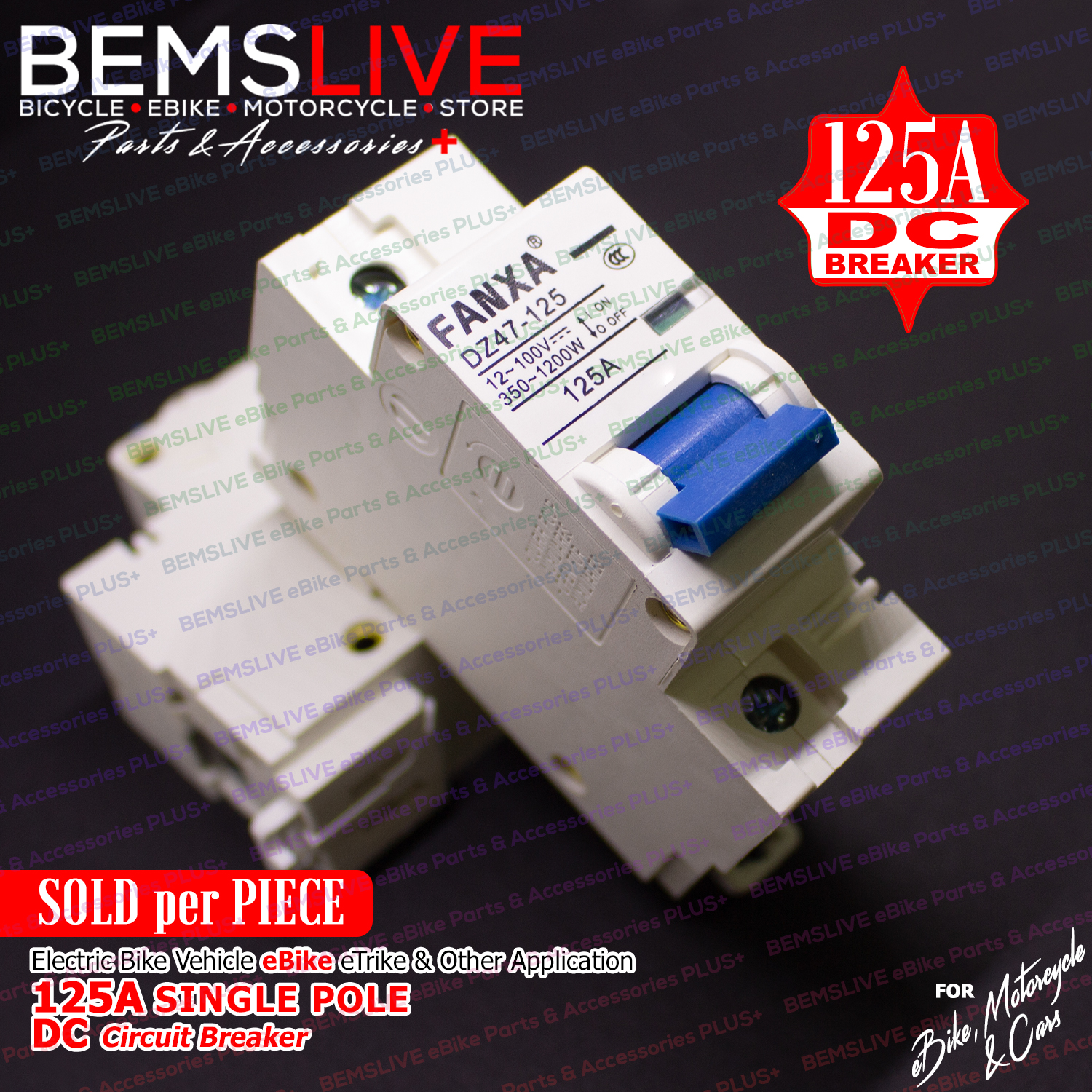 125A DC Circuit Breaker Thick Single Pole 1P for Electric Vehicles and ...