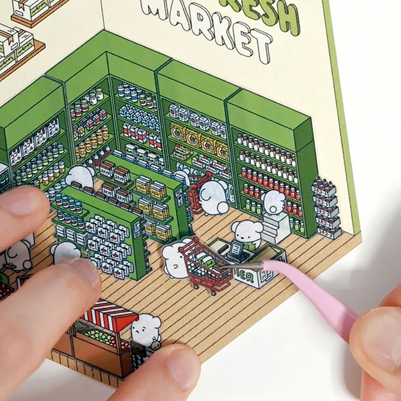 1 Set Fun Supermarket Baking Shop Cute Korean Cartoon Scene Stickers ...