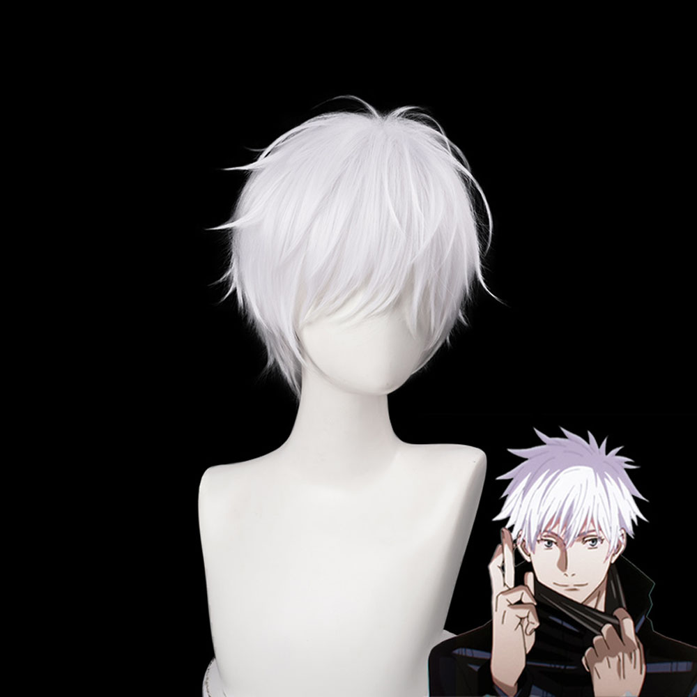 AN249 Satoru Gojo ปุย Kaisen Grey Jujutsu วิกบุรุษวิกผมปลอมอะนิเมะคอสเ ...
