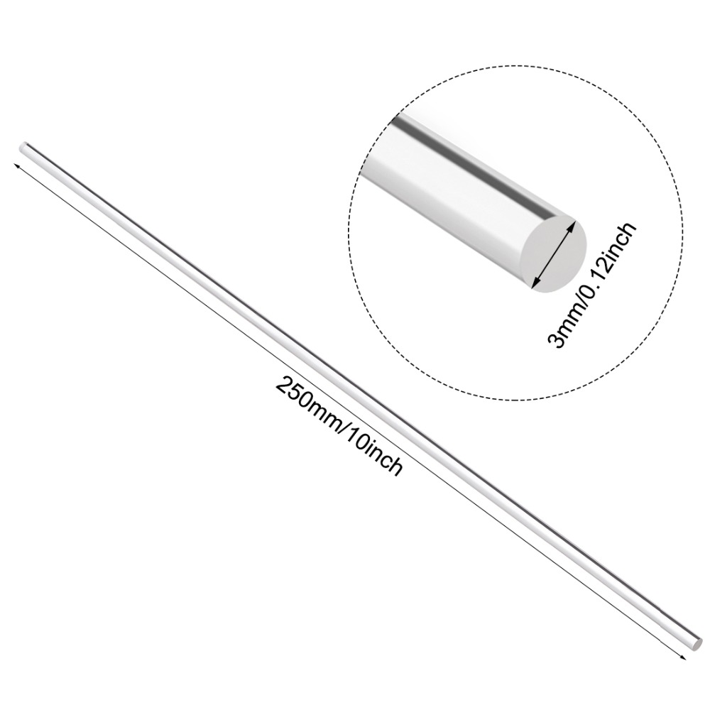 8pcs 3x250mm Clear Rod Perspex Solid Bar Plastic Pmma Bar Diy ...