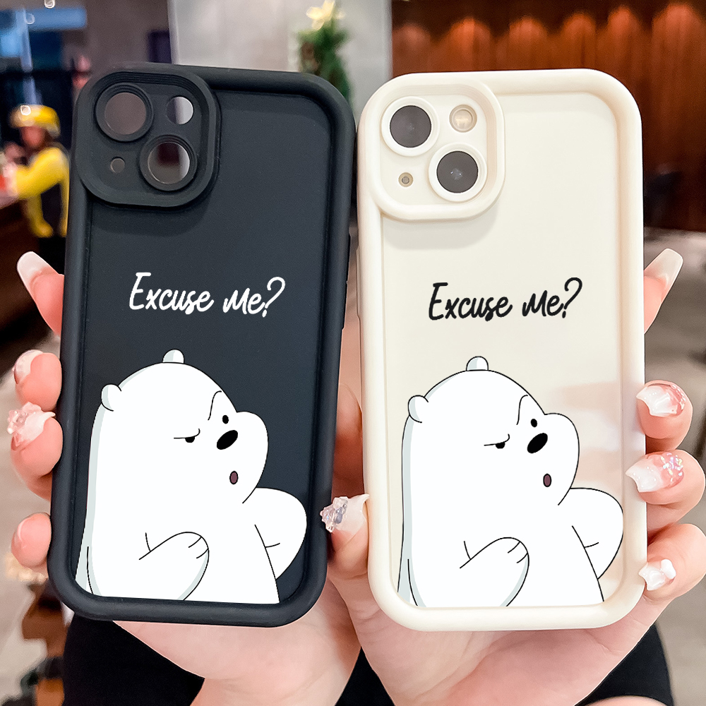 ZeroQiQi for Samsung A32 4G Back Cover White Bear Soft Rubber Ladder ...