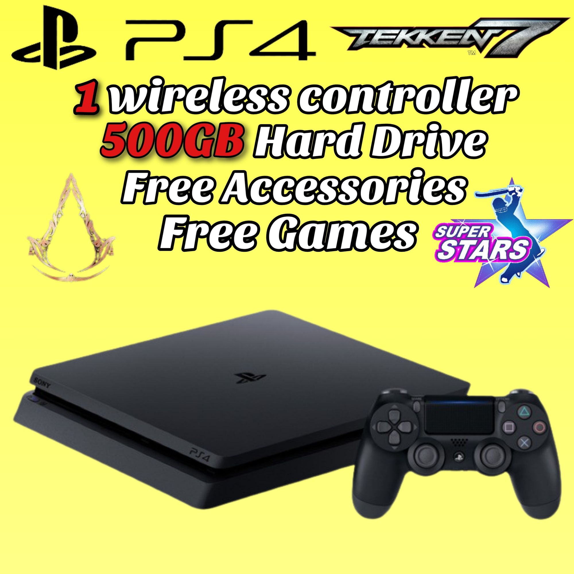 PlayStation 4 Slim : 500GB Hard, 1 wireless controller, Free All ...