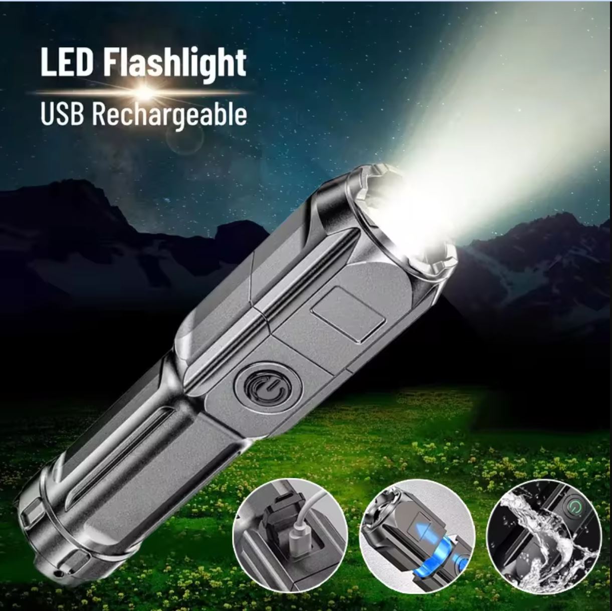 Rechargeable Apollo Fire LED Flashlight, Bright, Strong, Portable Torch ...
