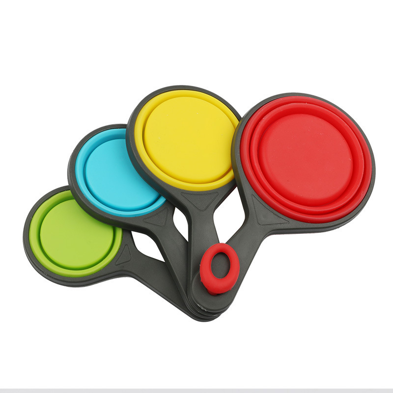 4pcs/Set Food Silicone Foldable Measuring Cups Set Spoon Kitchen Ice ...