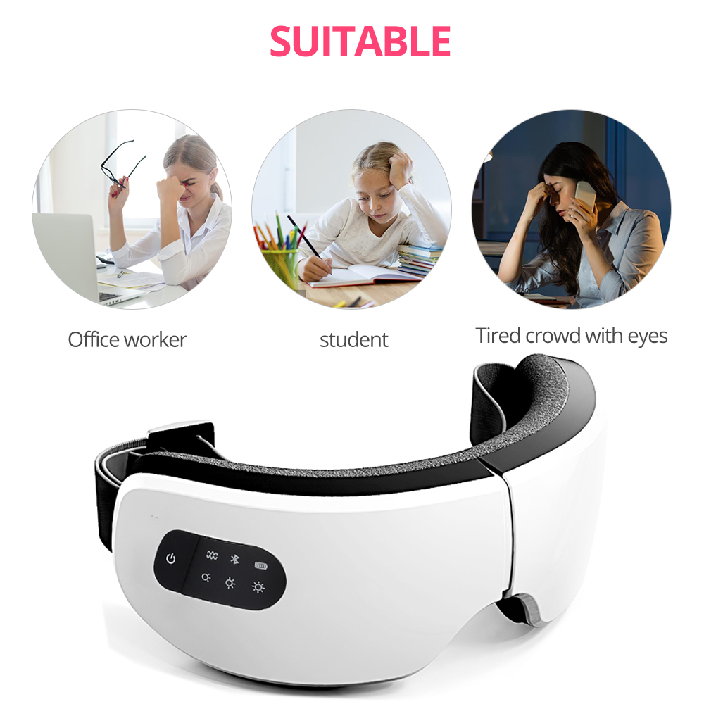 Heated Eye Massager With Bluetooth Music Vibration for Eye Relax Reduce ...
