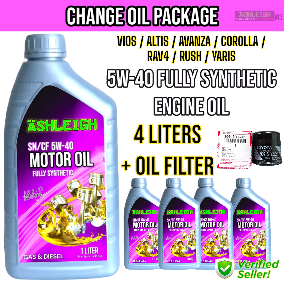5w-40 Fully Synthetic Engine Oil 4L with Oil Filter Yzze1 Toyota Vios ...