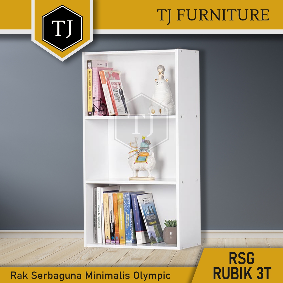 Olympic RSG Rubik 3T Rak Buku Kayu / Rak Display / Rak Pajangan / Rak ...