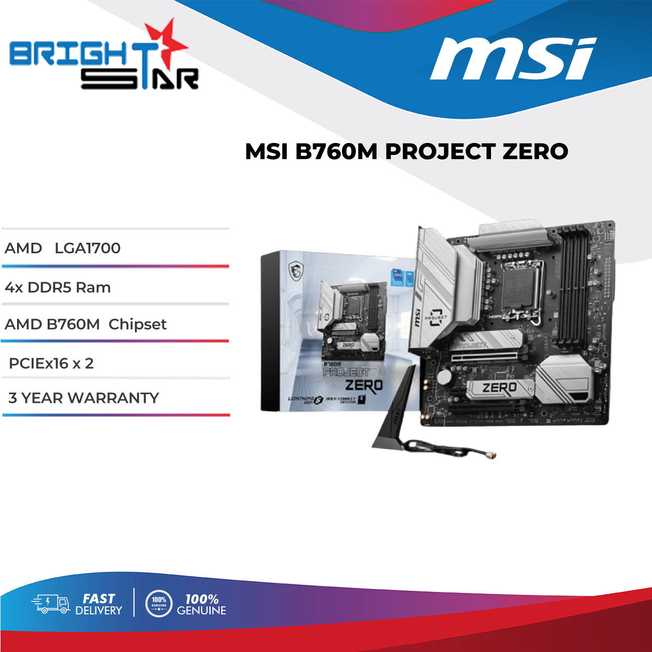 MSI B760M PROJECT ZERO LGA1700 MATX Motherboard | Lazada
