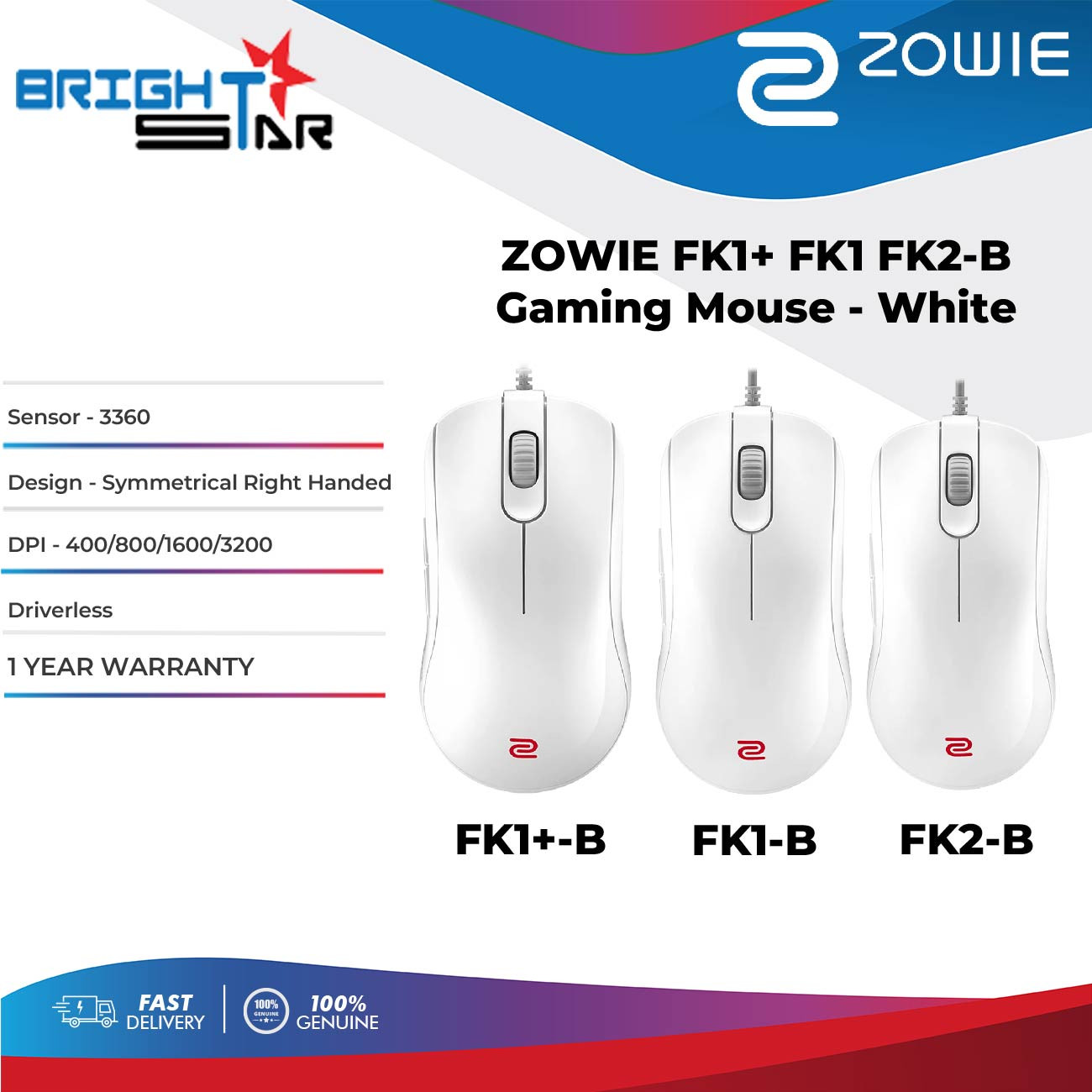 ZOWIE FK1+-B | FK1-B | FK2-B Gaming Mouse - White | Lazada