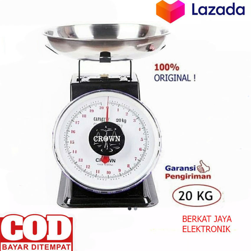 Harga Promo!! Timbangan Duduk-Jarum 20kg, Timbangan Jarum / Timbangan Duduk Crown 20kg Stainless ...