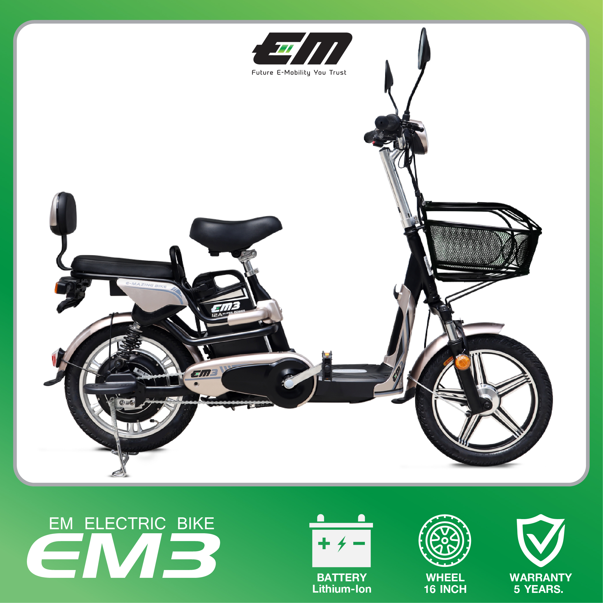 จักรยานไฟฟ้า Electric Bicycle EM3 E Bike สำหรับเดินทางระยะใกล้ ประหยัด ...