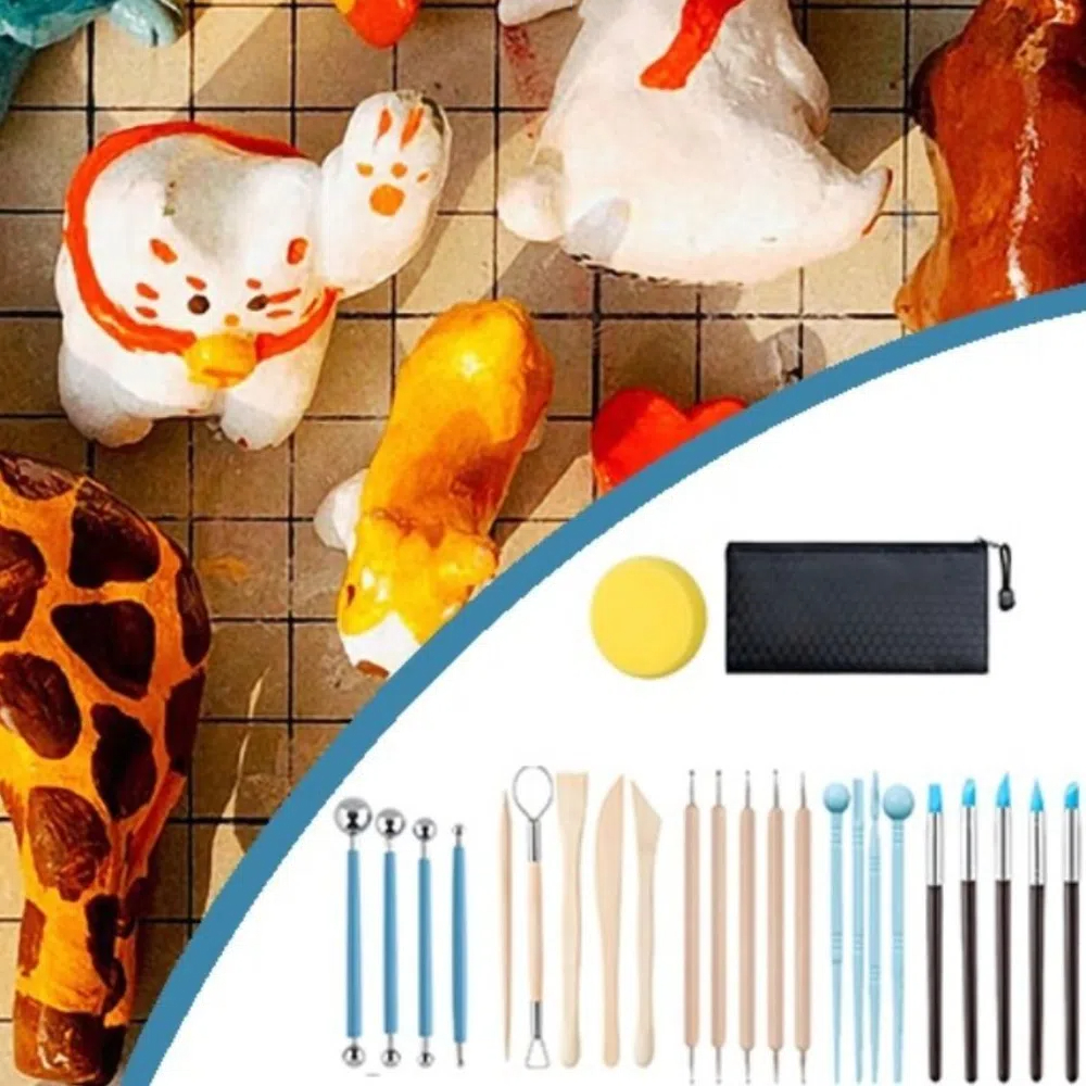25Pcs Easy DIY Ceramics Clay Tools Set Wax Carving Handmade Pottery ...