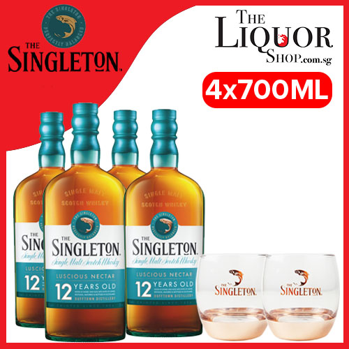 Bundle of 4 Bottles Singleton of Dufftown 12 Year Single Malt Scotch Whisky 700ml (No Box) Free ...