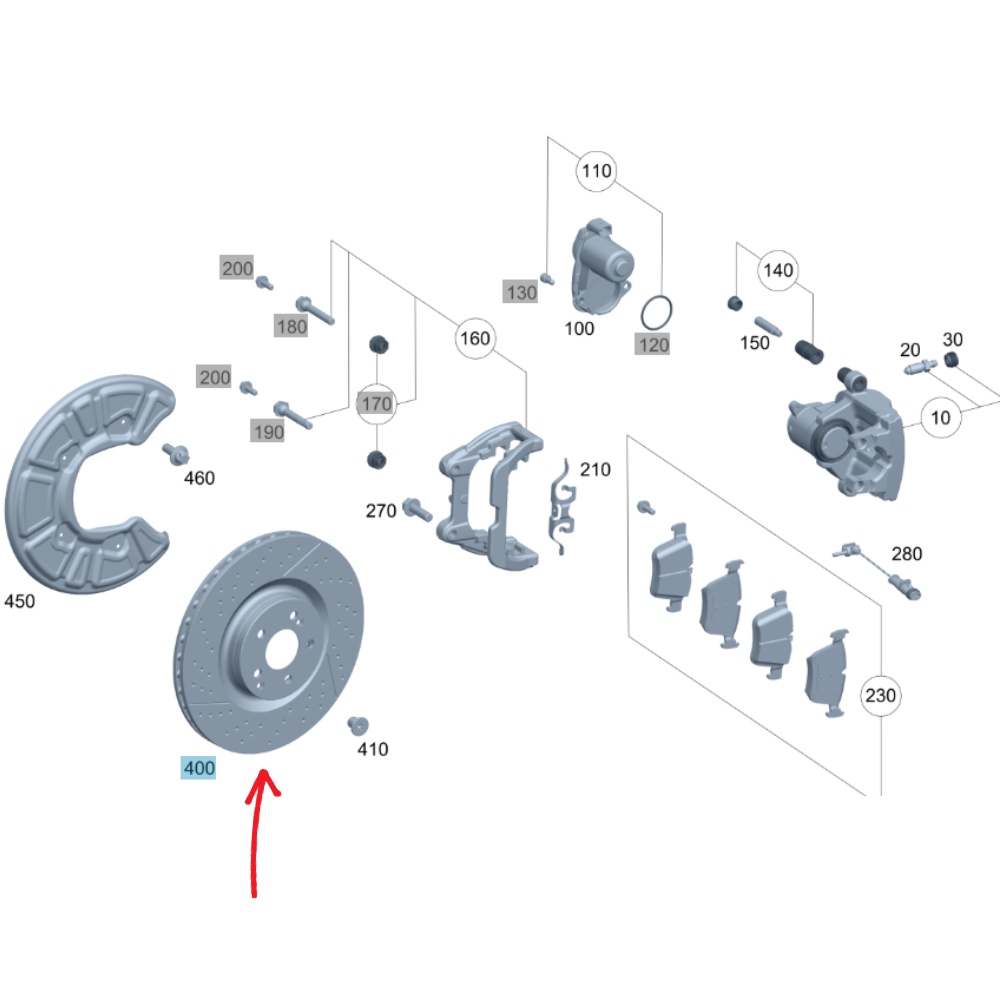 Original Mercedes Benz Rear BRAKE DISC SET W253-GLC250 AMG/SPORTS W213 ...