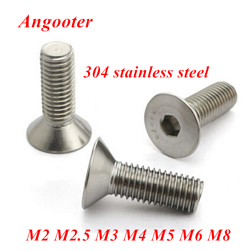5-50pcs 304 Stainless Steel Allen Key Flat Screw Din7991 M2 M2.5 M3 M4 ...