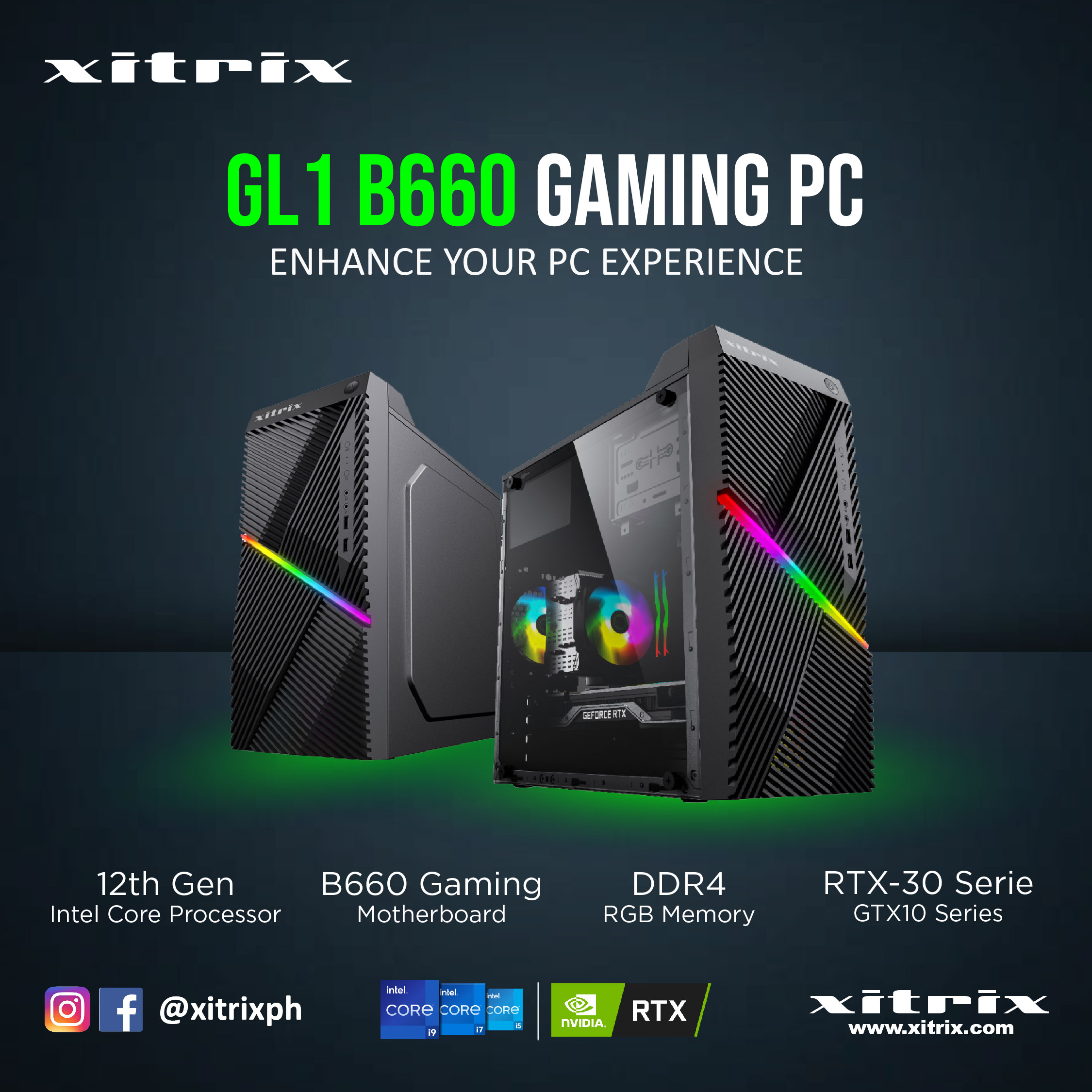 Xitrix GL1 12G Intel Gaming PC 2023 (12th Gen Core i7-12700F Processor ...