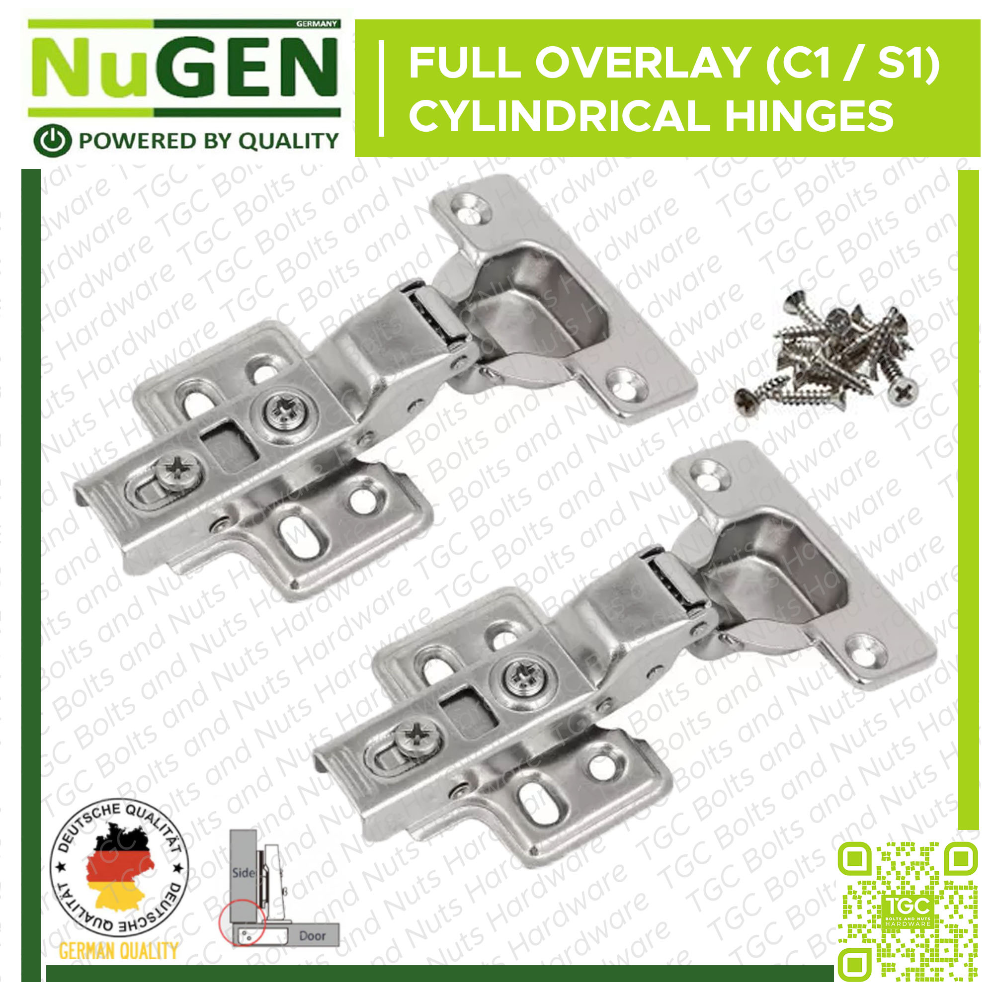 NuGEN 2PCS Concealed Hinges Full / Half / Inset C1 / C2 / C3 / S1 / S2 / S3 Cabinet Hinge TGC ...
