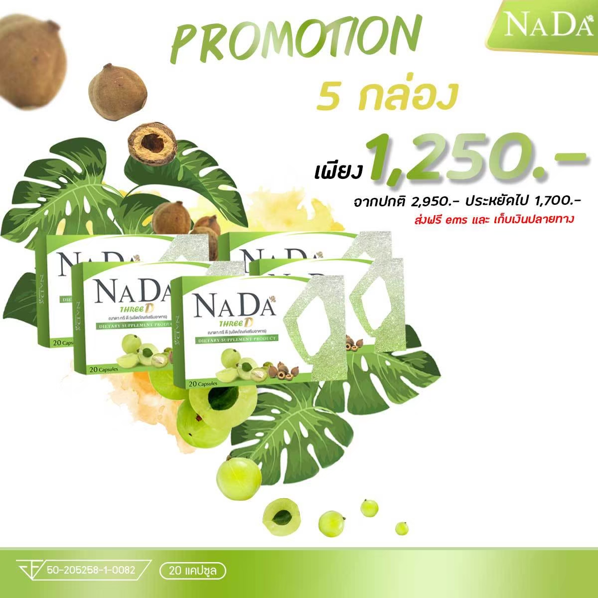 NADA อาหารเสริมสมุนไพรลดน้ำหนัก ชุด 4 กล่อง (1 กล่อง มี 20 แคปซูล ...