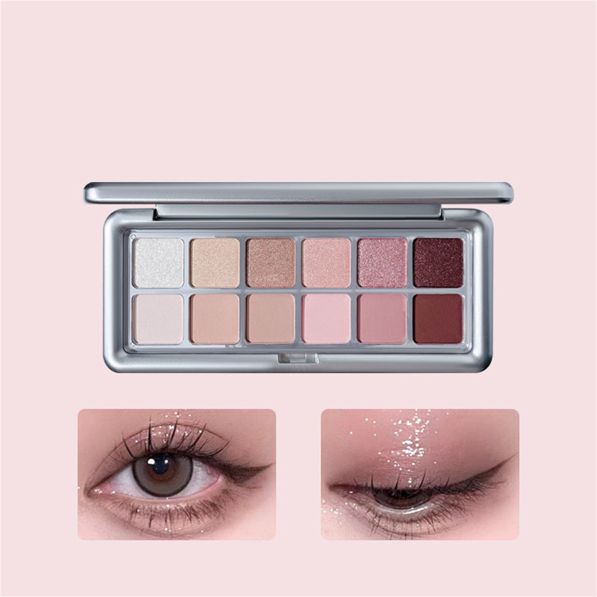 12 Color Eye Shadow Plate Matte Pearl Eyeshadow Girl Beginner Makeup ...