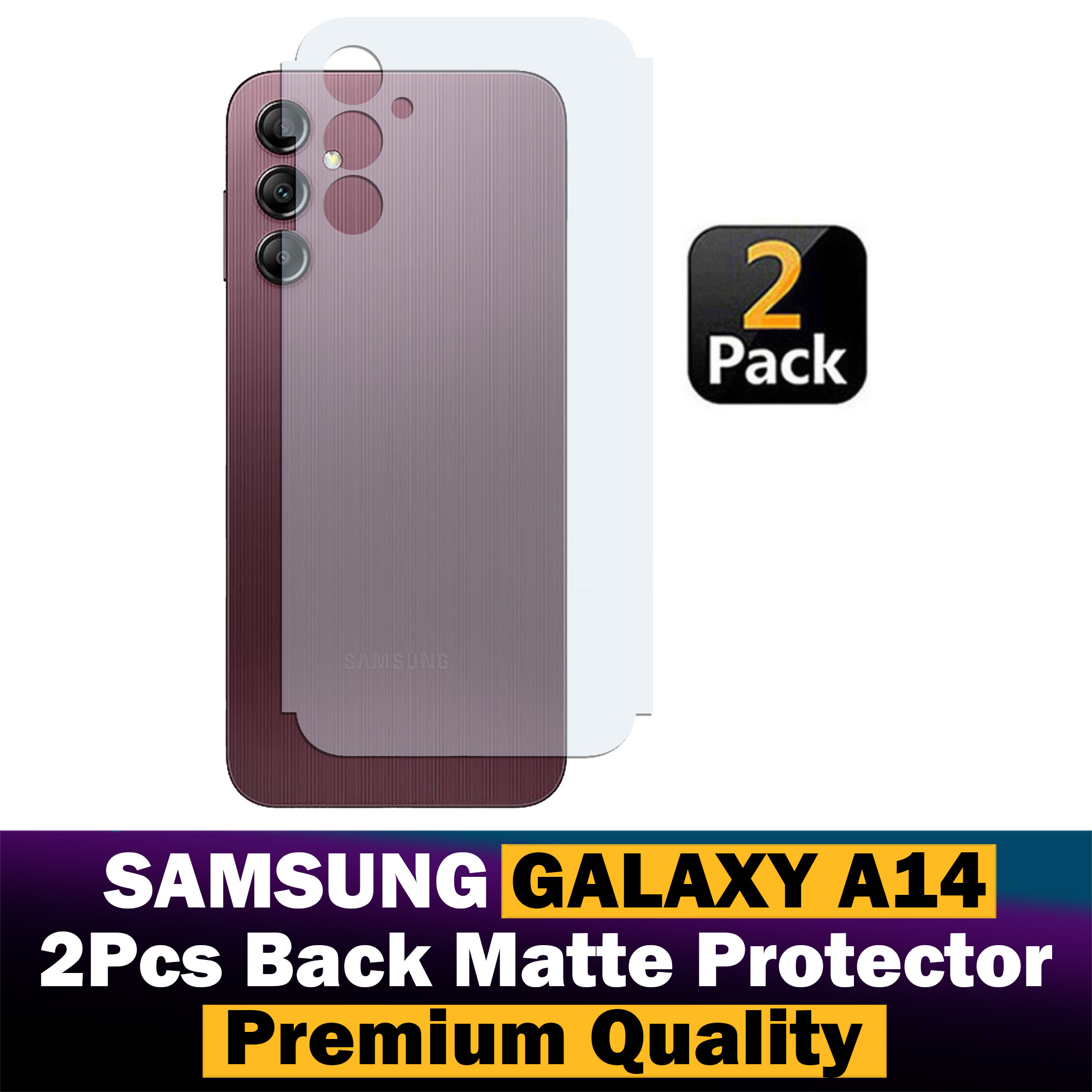Samsung Galaxy A14 Back Protector Carbon Fiber Matte Soft Skin Sheet ...