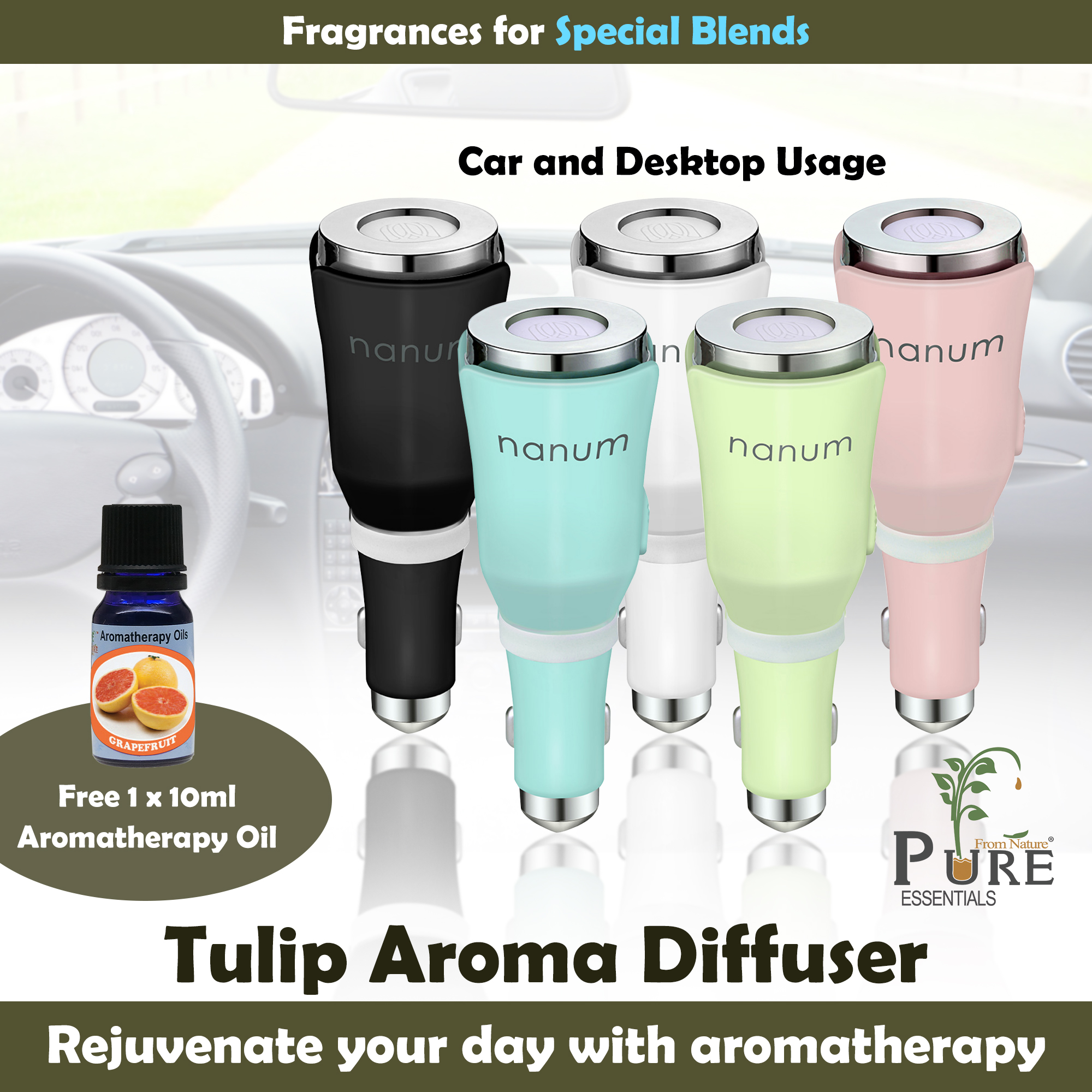 【Pure Essentials】 Green Tulip Aroma Diffuser SPECIAL BLENDS | Lazada Singapore
