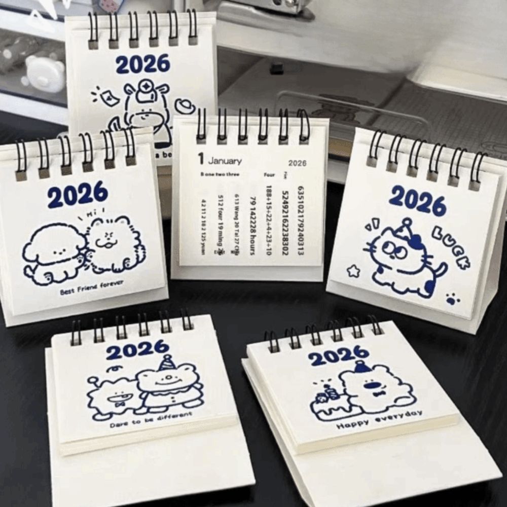 New Mini 2026 Desk Calendar Portable Cartoon Monthly Planner Schedule ...