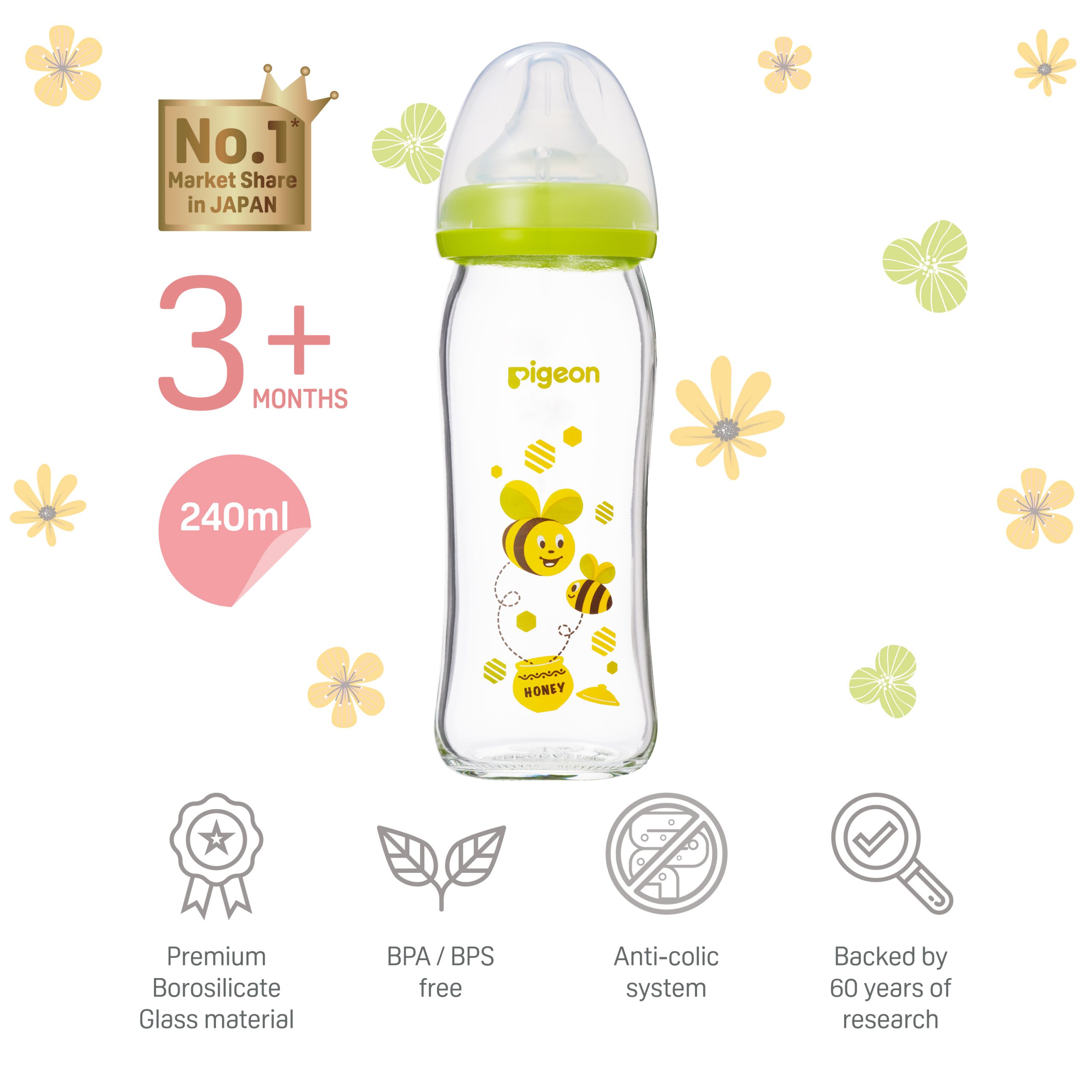 [ORIGINAL Pigeon Malaysia] Pigeon Softouch Wide Neck PPSU / T-Ester Bottle 160ml/240ml (1pc ...