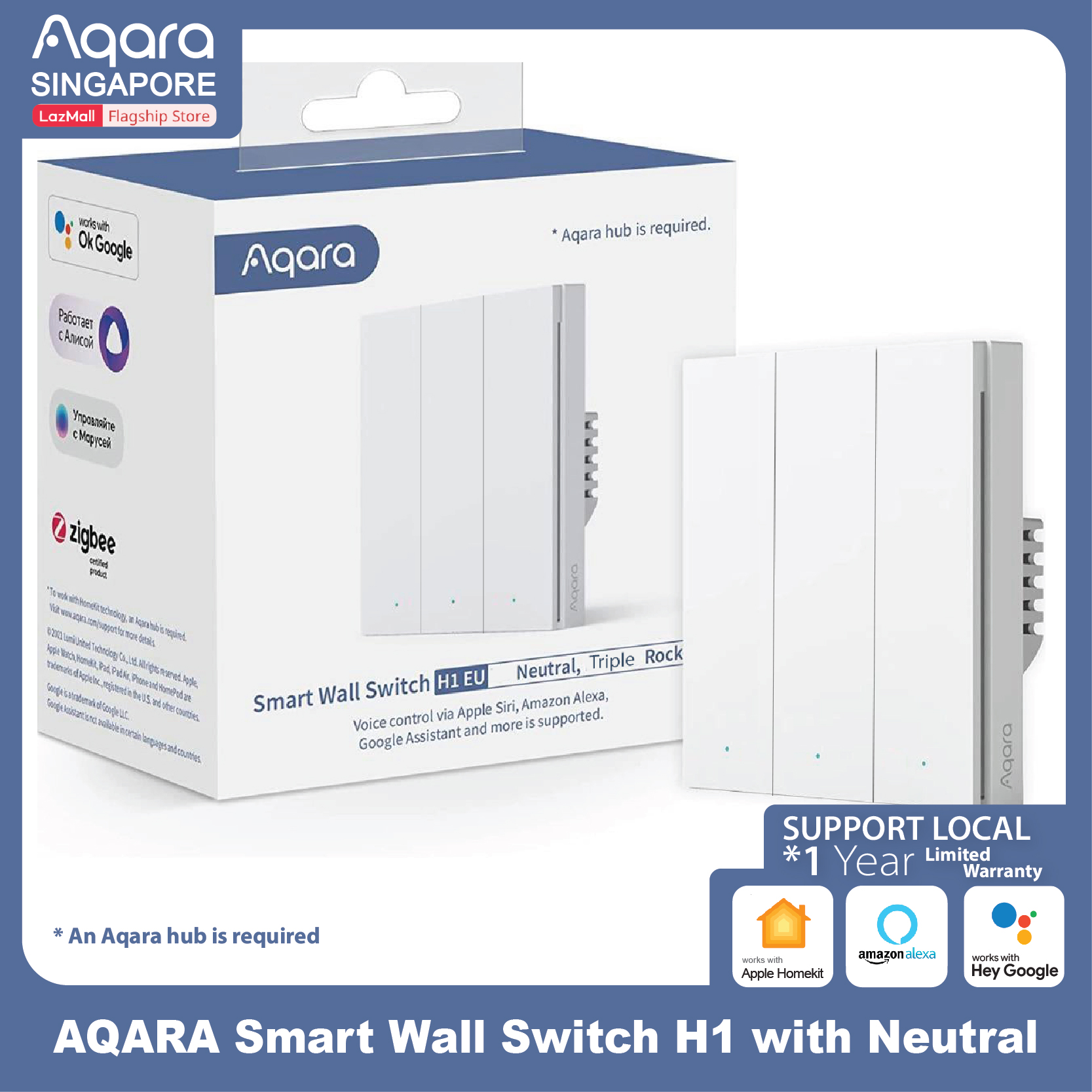 AQARA Smart Wall Switch H1 EU with No Neutral (triple rocker)(Works ...