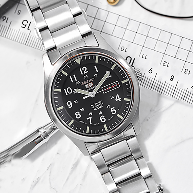 SEIKO 5 SNZG15 นาฬิกาข้อมือผู้ชาย สายผ้าใบ ออโตเมติก - Sky blue watch ...