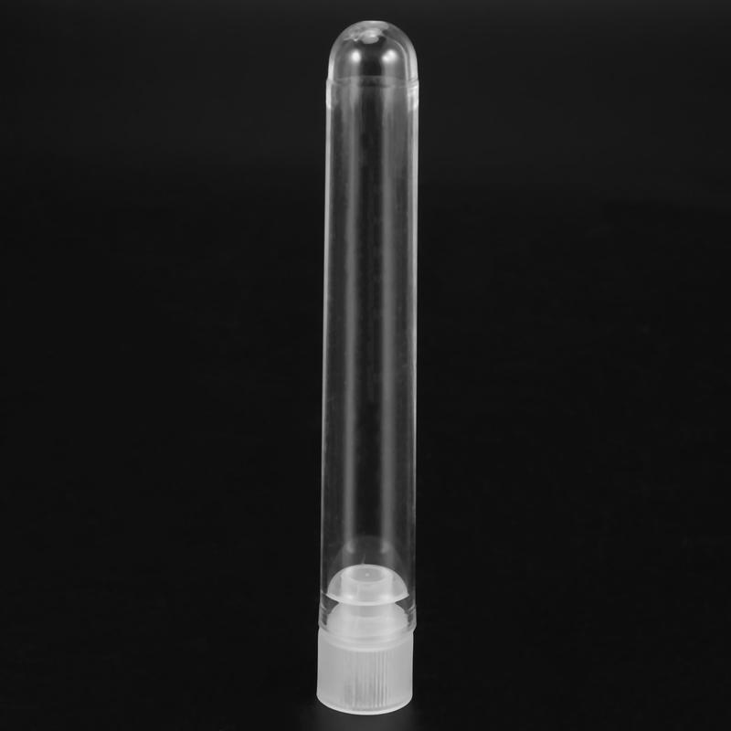 100Pcs Clear Plastic Test Tubes with White Screw Caps Sample Containers ...