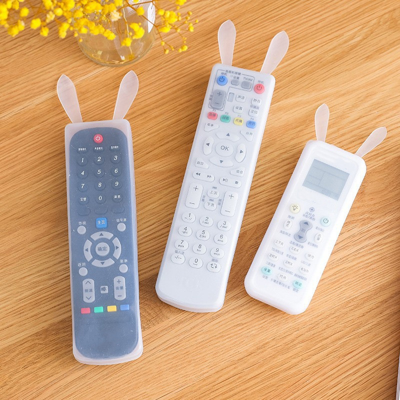 Night Light Remote Control Cover With Rabbit Ears Silicone Dustproof Protective Covers For TV AC ...