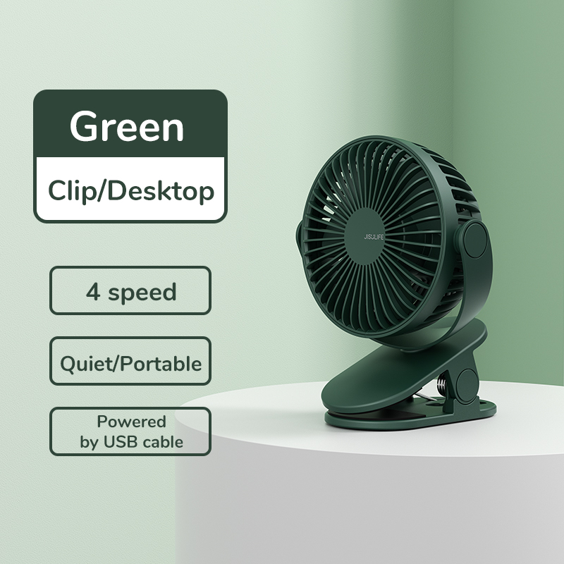 JISULIFE Clip Fan Rechargeable Small Table Fan 4 Speed Modes Strong ...
