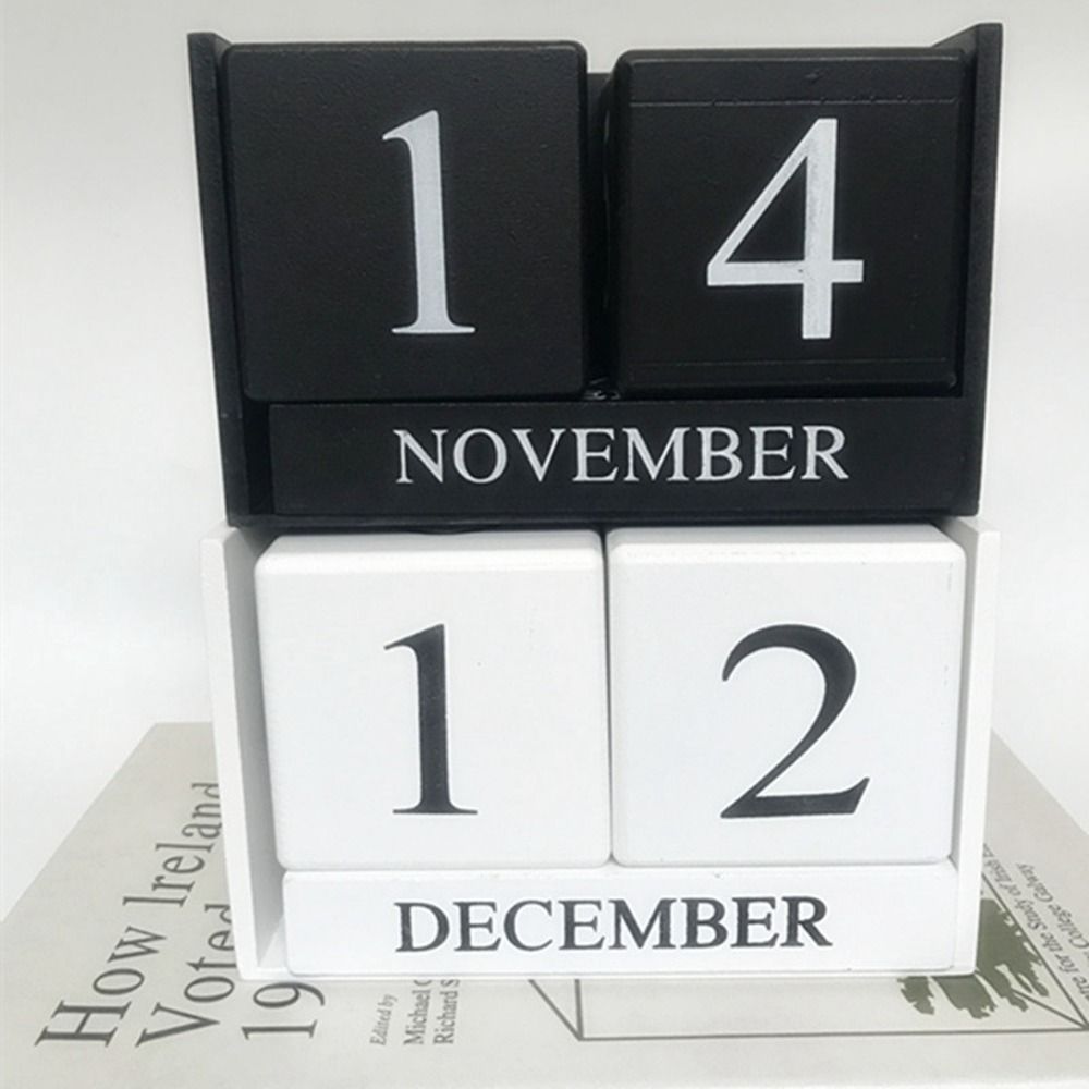 Simple MDF Wooden Perpetual Calendar Eternal Blocks Month Display ...