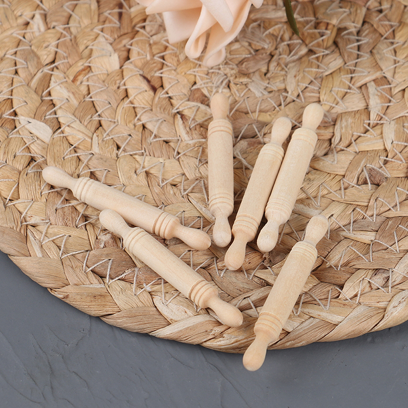 JiaShuo Baby PIEN 6ชิ้น/เซ็ต1:12ตะขอแขวนบ้านตุ๊กตาท่อนไม้สำหรับกลิ้งชุด ...