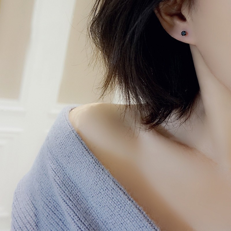 【Surprise Price】Silver Black Small Diamond Men's and Women's Basic ...