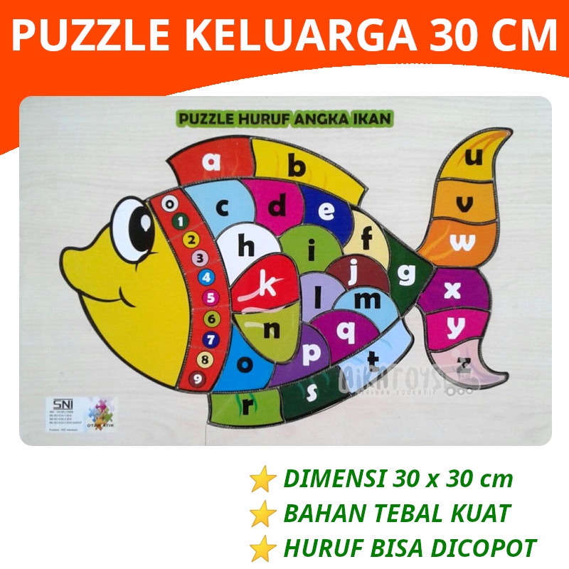 Puzzle Alfabet / Alphabet Hewan / Huruf dan Angka / Kayu / Mainan ...