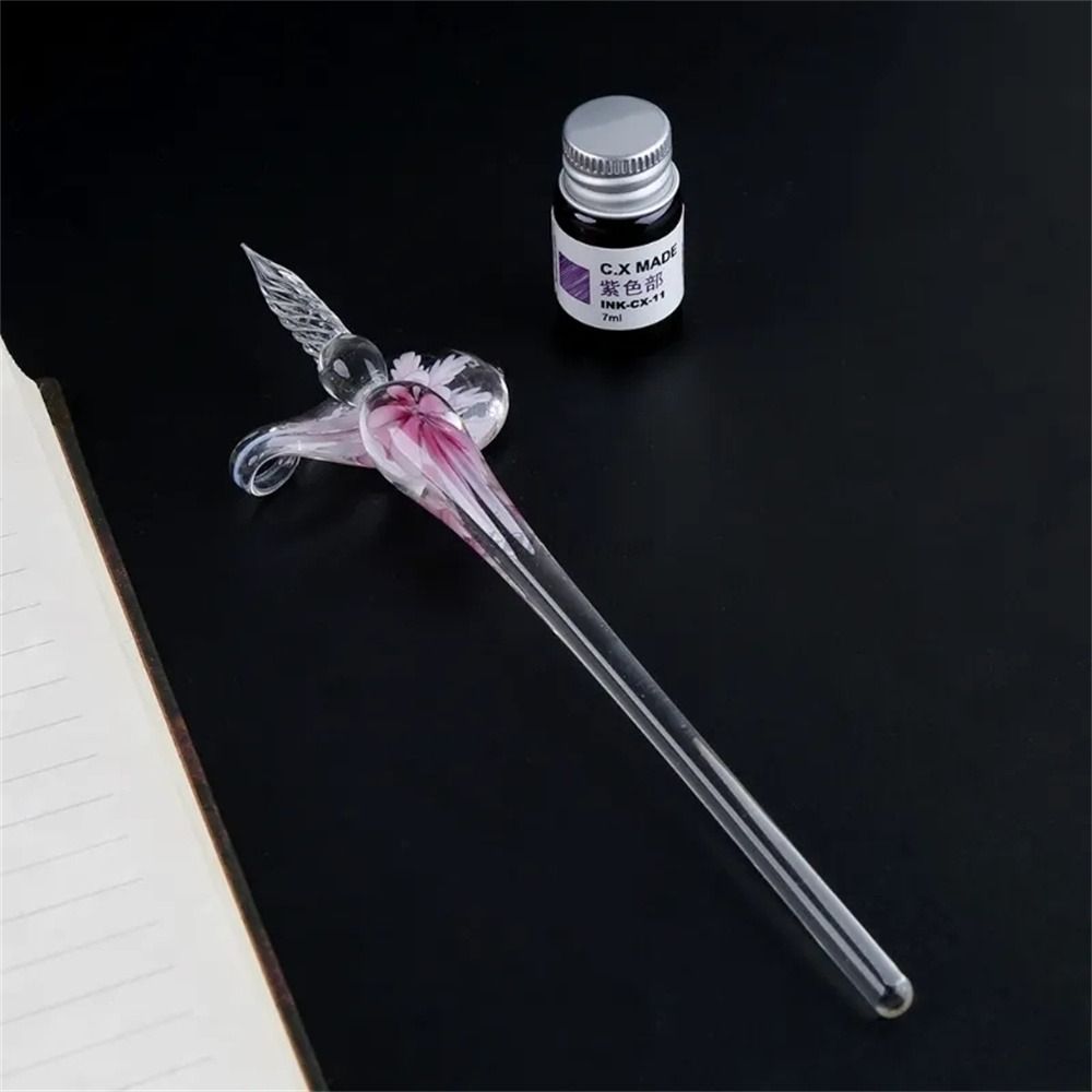 DIY Craft Vintage Floral Dip Pen Signature Smooth Glass Fountain Pen ...