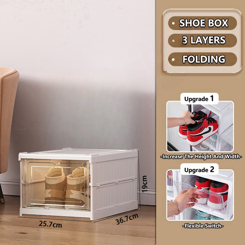 Folding shoe rack multi-layer shoe storage box plastic balcony No ...