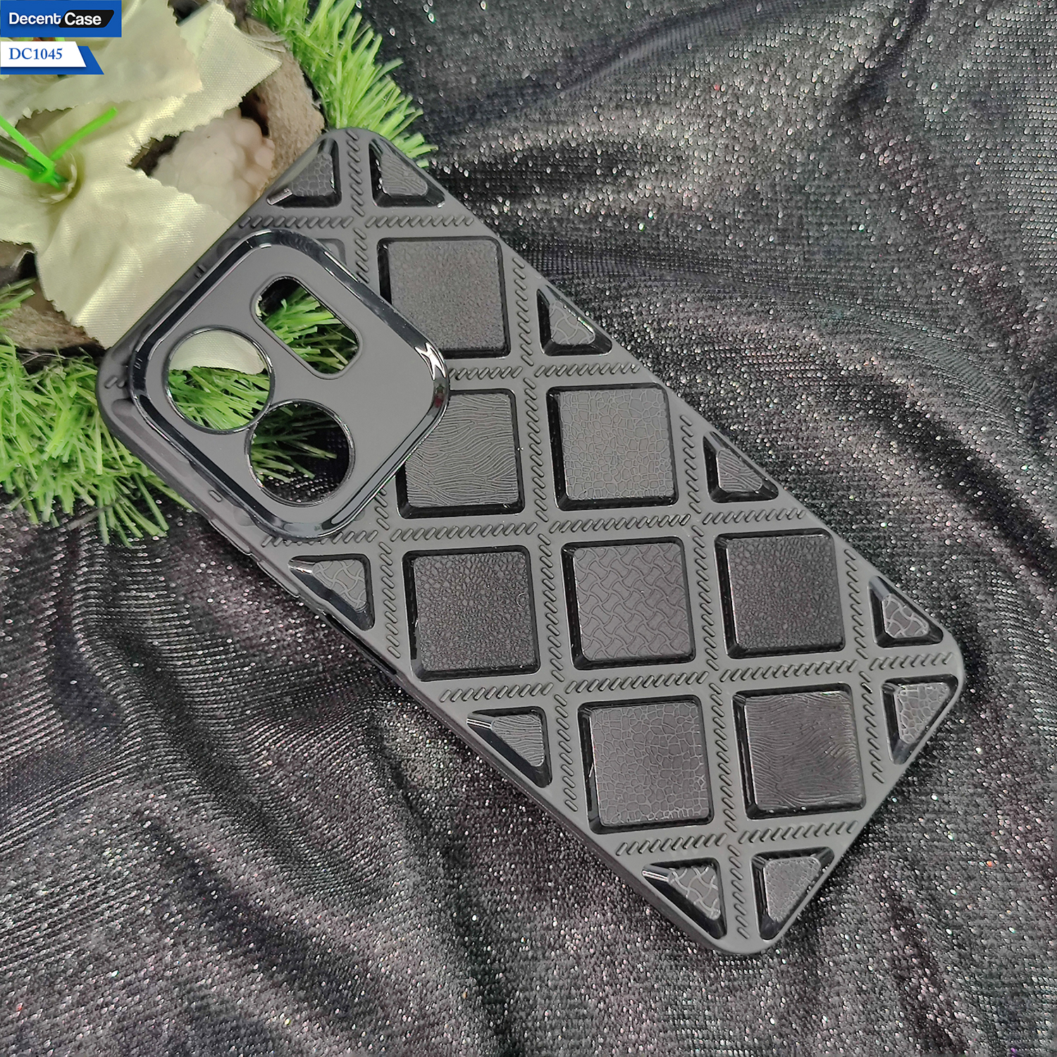 Infinix Hot 50i Cover - Black - New 3D Cube Leather Texture design Case ...