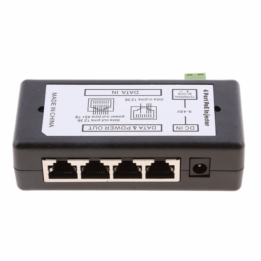 4 Port POE Injector 12V-48V POE Splitter for CCTV Network POE Camera ...